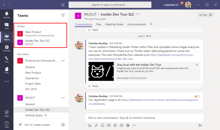 Pin a Channel in Microsoft Teams – buckleyPLANET
